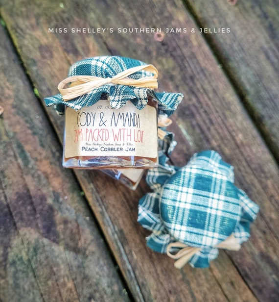 Wedding Jam Favor, 55-70 (1.5oz or 2oz) Personalized Jam Favors, Burlap ...