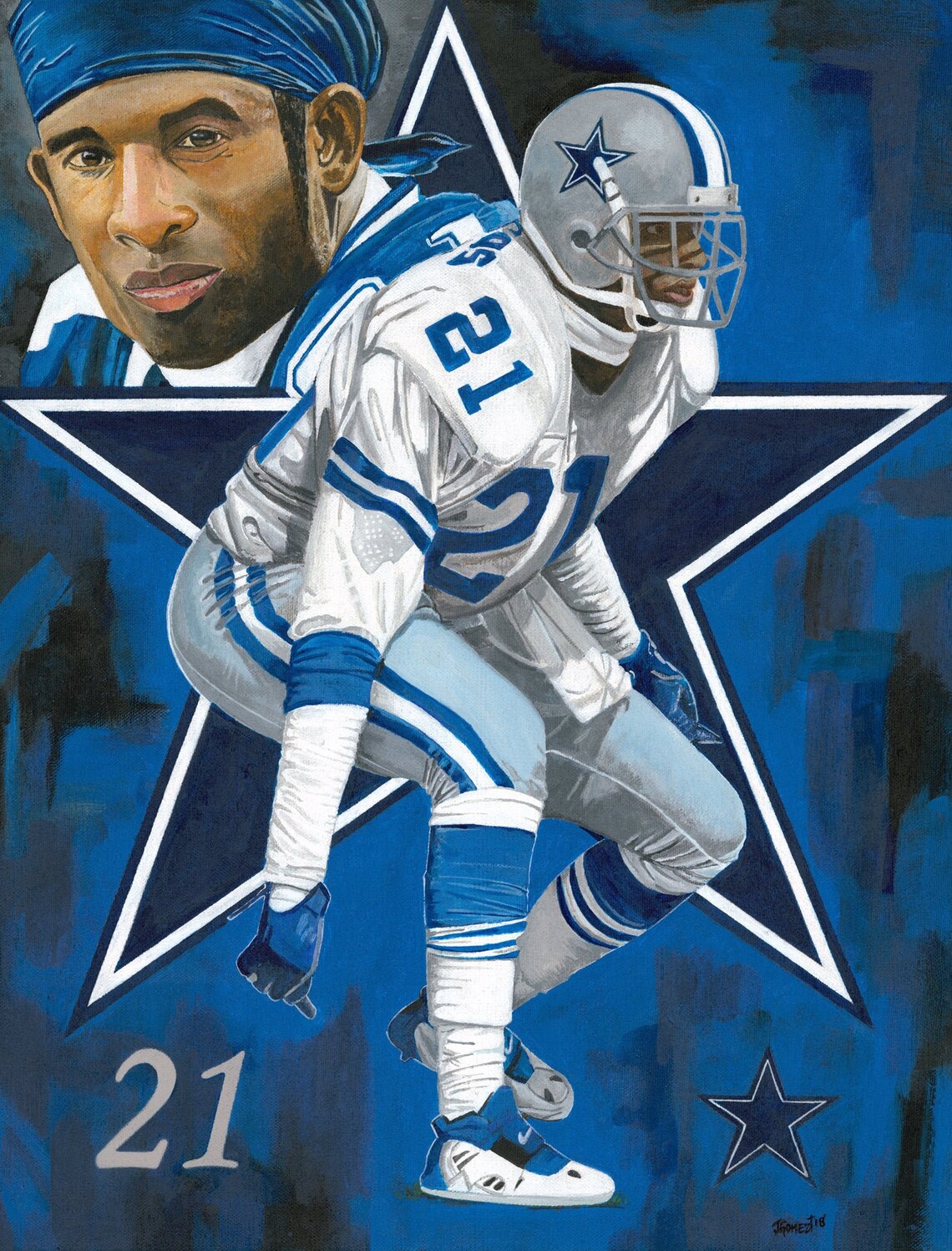 Deion Sanders, Dallas Cowboys, Art, Artwork, Art Print, Giclee, 16x20 ...