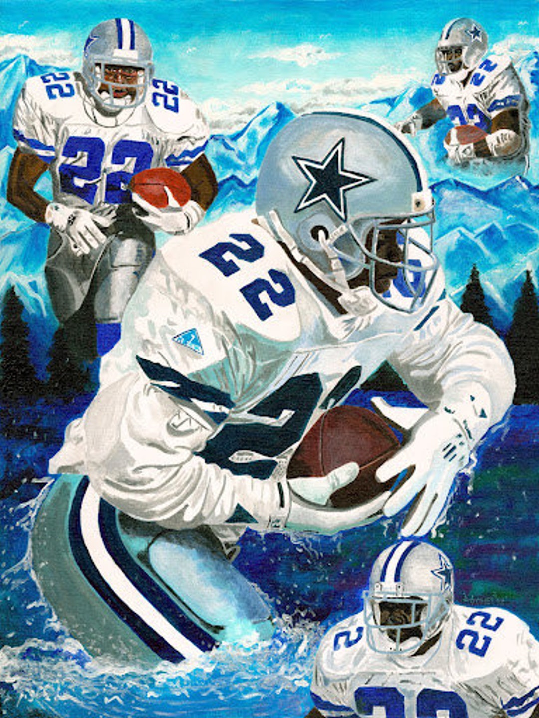 Emmitt Smith, Dallas Cowboys, Art, Print, Giclee, 8x10 - Etsy