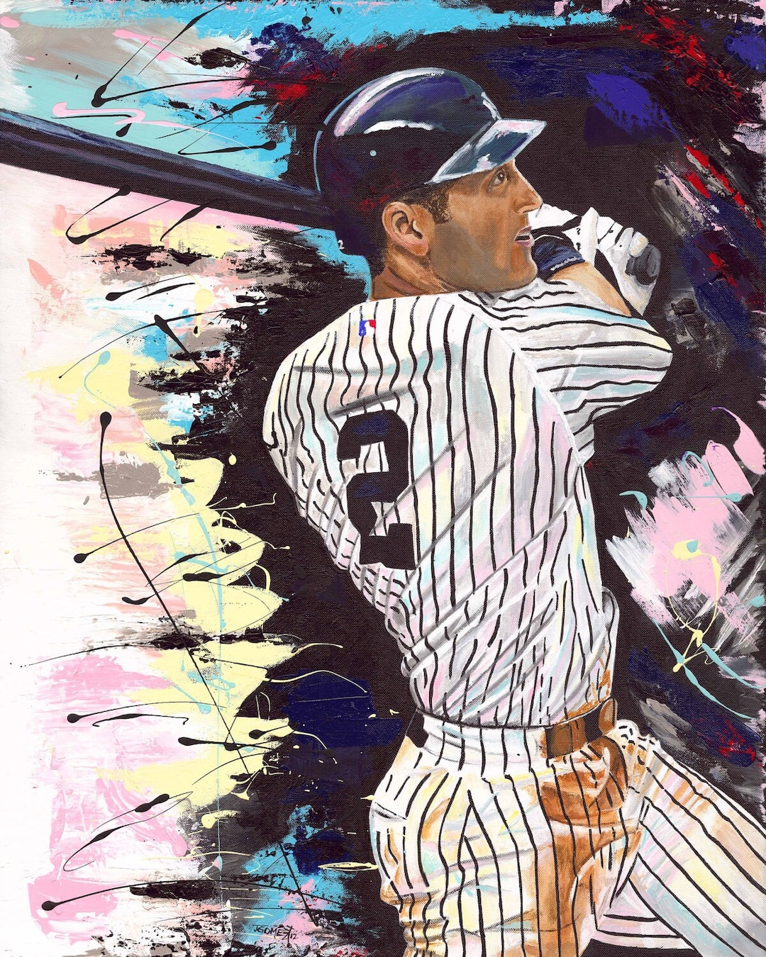 Derek Jeter, Art, Art Print, Painting, Giclee, Yankees, - Etsy