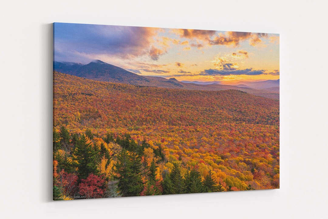 Sunset Over Fall Foliage in the White Mountains of New Hampshire Fine ...