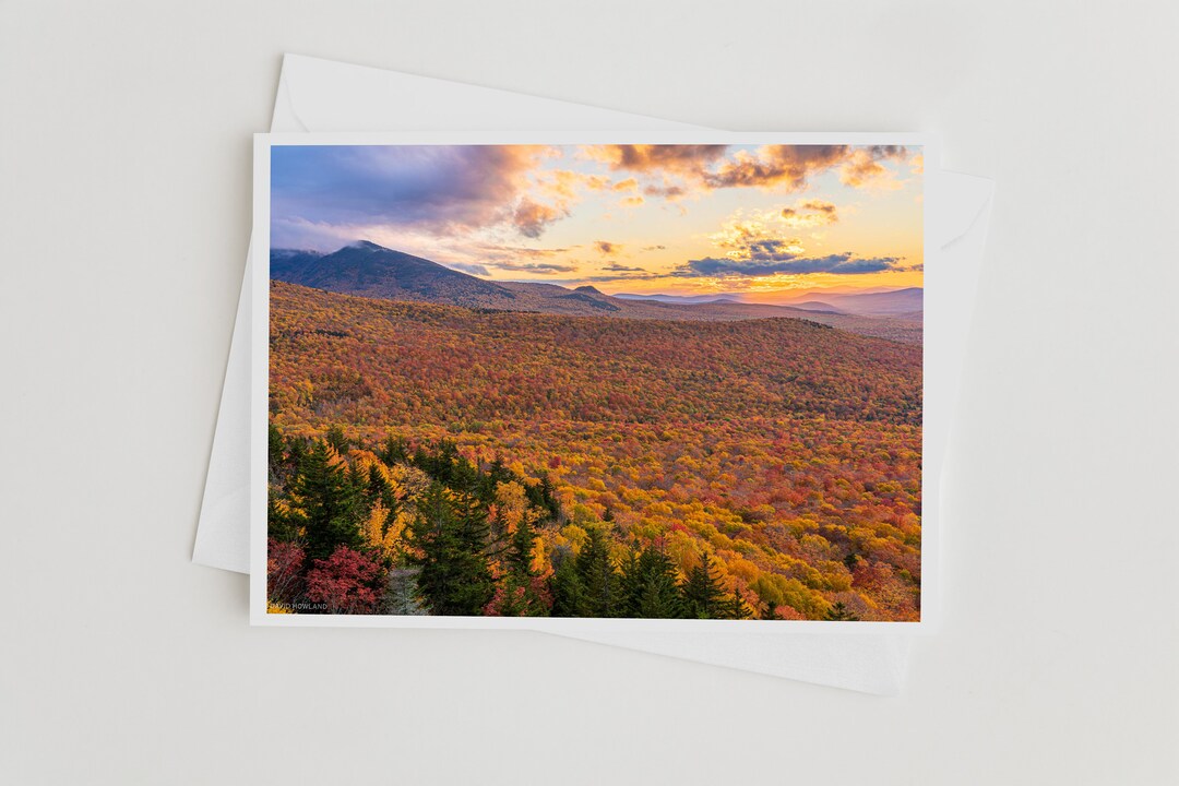 Sunset Over Fall Foliage in the White Mountains of New Hampshire 5x7 ...