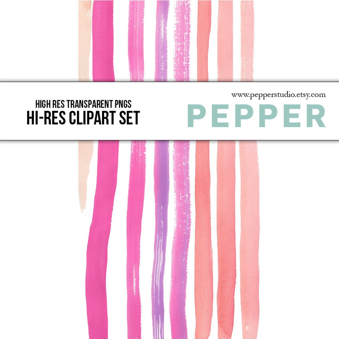 Pink Watercolor Stripes Clipart for Invitations or Blogs, Hi Res ...