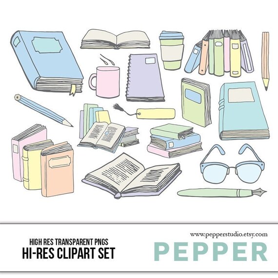 Reading Books Doodle Clipart Back to School Homework Kids | Etsy