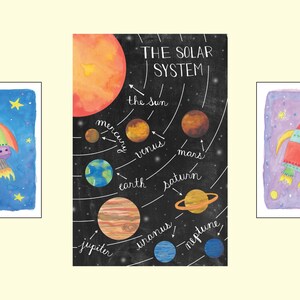 Space Clipart, Watercolor Solar System Images and Three Space ...