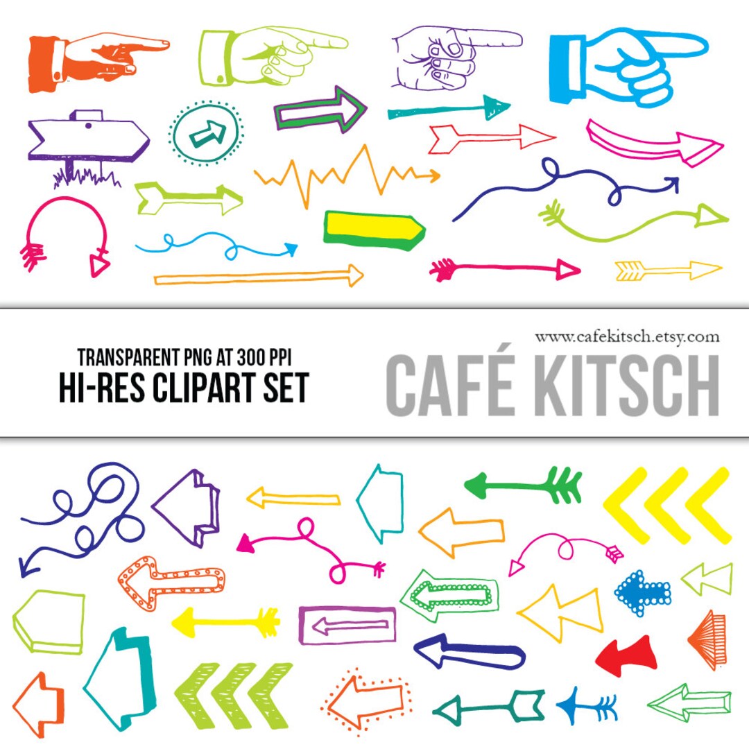 Arrows Clipart Set - Hi Res Printable Arrow Doodle Illustrations for ...