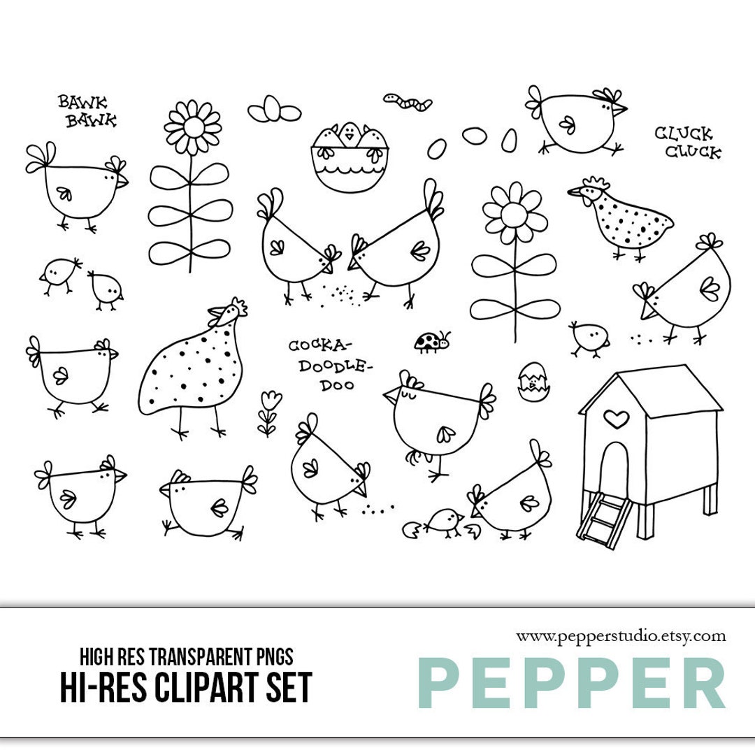 School Stationery Clipart Black And White Hen