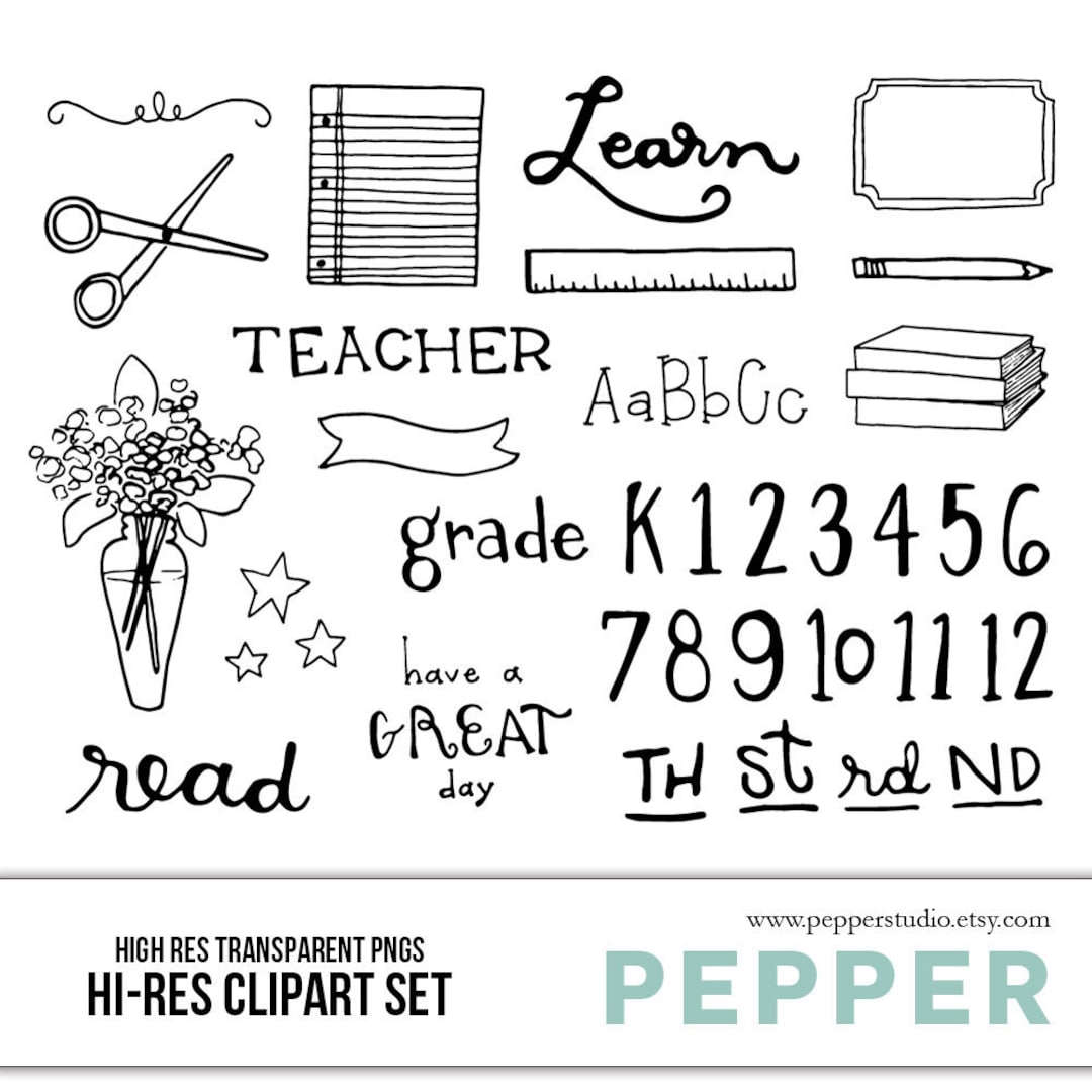 Teacher Doodle Clipart - Back to School, Kids, Elementary School, Learn ...