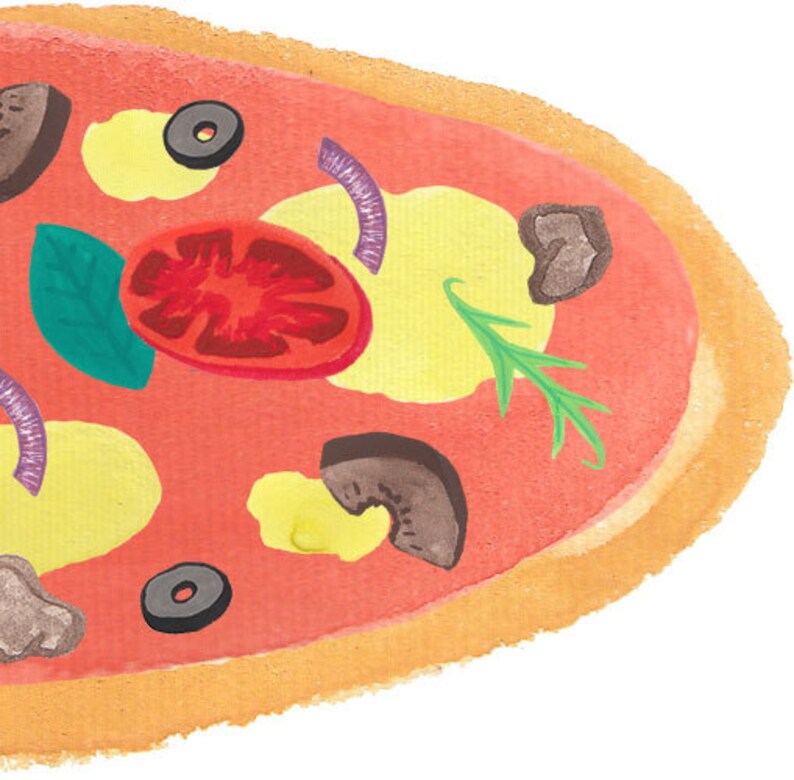 Pizza Watercolor Doodles, Illustrated Clipart, Scrapbooking, Toppings ...