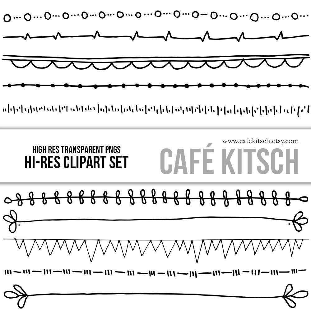 Doodle Border Lines Clip Art - Hi Res Clipart Ten Pack - Etsy