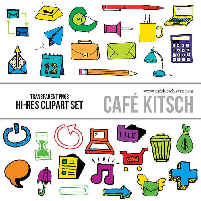 Office Supplies Clip Art - High Res Transparent PNG - Etsy