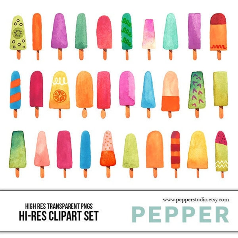 Popsicle Illustrations, Summer Ice Cream Doodles, Hand Drawn Digital ...