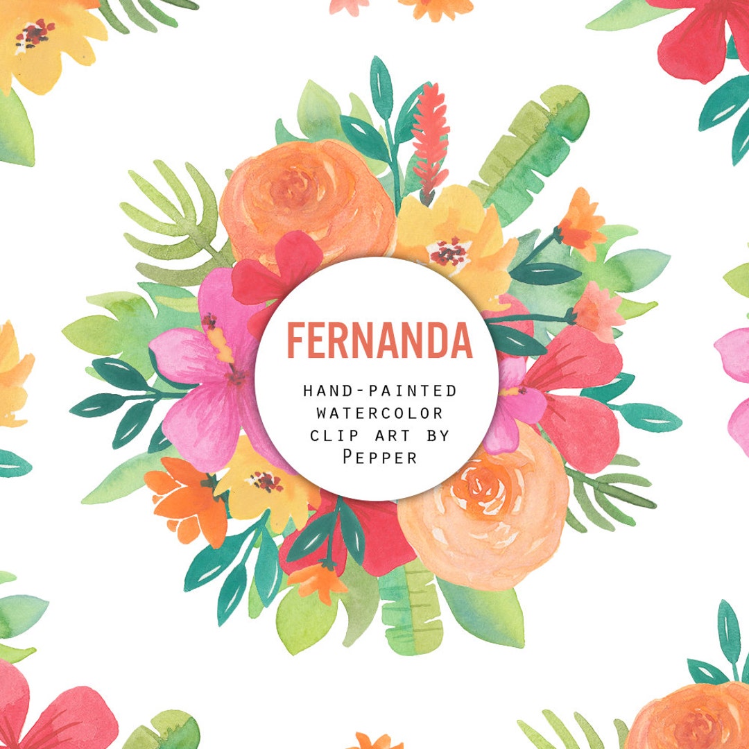 Fernanda Watercolor Flowers Clipart Hi Res Printable Hand Painted ...