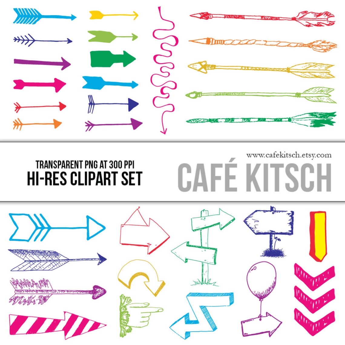 Deluxe Arrows Clipart Set - Hi Res Transparent PNG Arrow Doodle ...