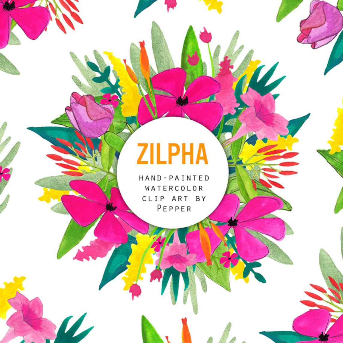 Watercolor Flowers Clipart Set zilpha Pink | Etsy