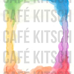 Watercolor Frame Clipart - Hi Res Rainbow Colored Frame for Decorating ...