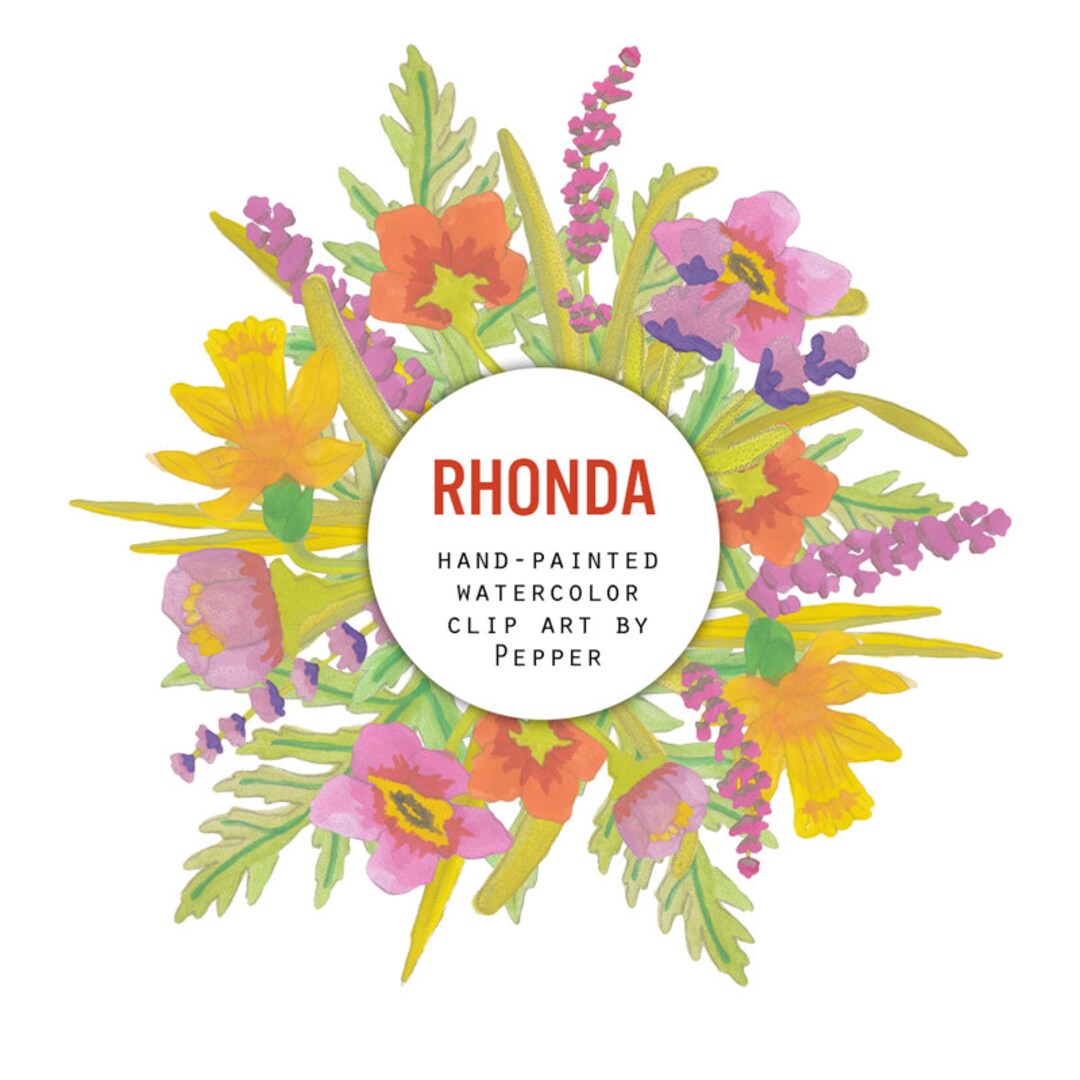 Rhonda Watercolor Spring Flowers Clipart Set - Hi Res Printable Hand ...