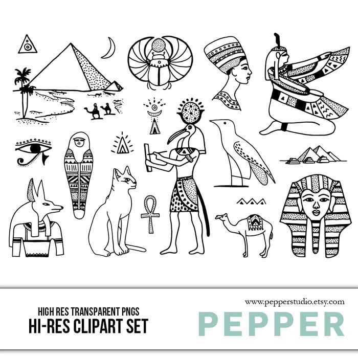 Ancient Egypt Doodle Clipart - History, Pyramids, School Drawings, Hand ...