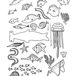 Ocean Fish Clipart Set - Hi Res Printable Fish and Coral Doodle ...