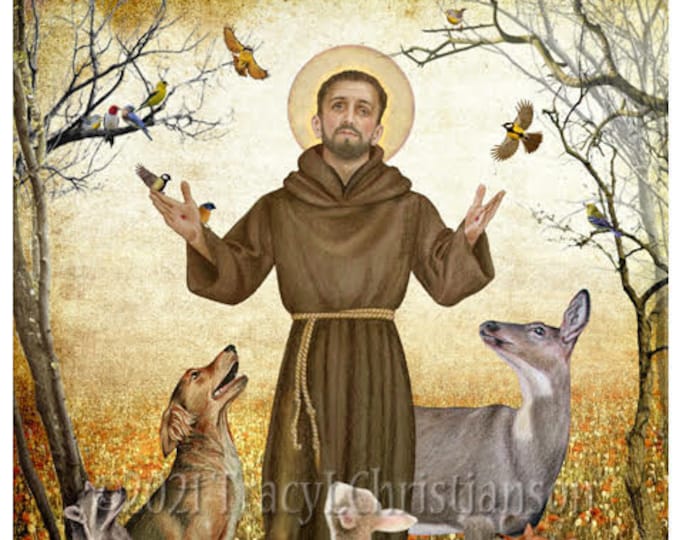 St. Francis of Assisi and Animals Picture Catholic Patron - Etsy