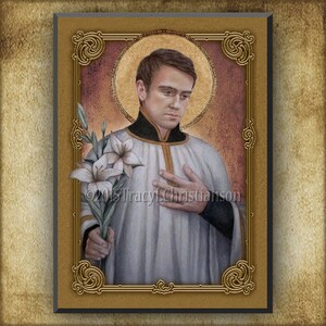 St. Aloysius Gonzaga Wood Plaque & Holy Card GIFT SET, Patron Saint of ...