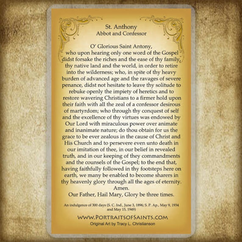 St. Anthony the Abbot Holy Card Catholic Prayer Card - Etsy