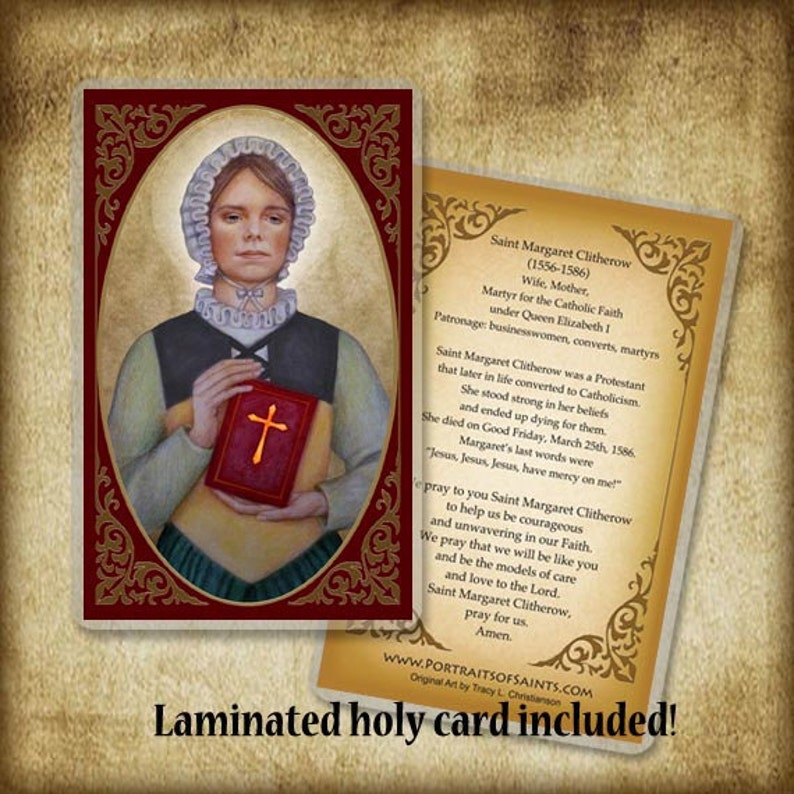 St. Margaret Clitherow Plaque & Holy Card GIFT SET, Patron Saint of ...