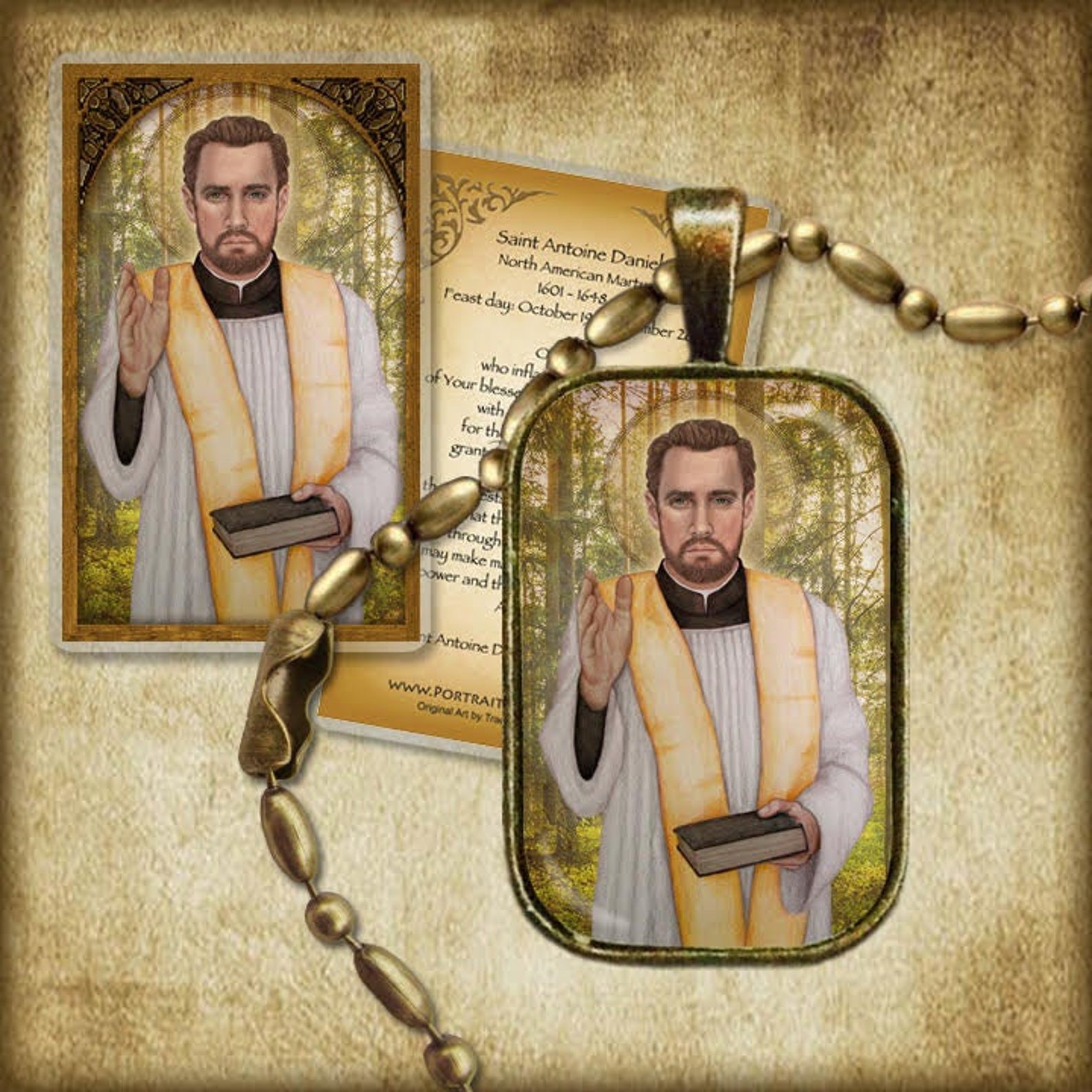 St. Antoine Daniel Pendant and Holy Card GIFT SET North - Etsy
