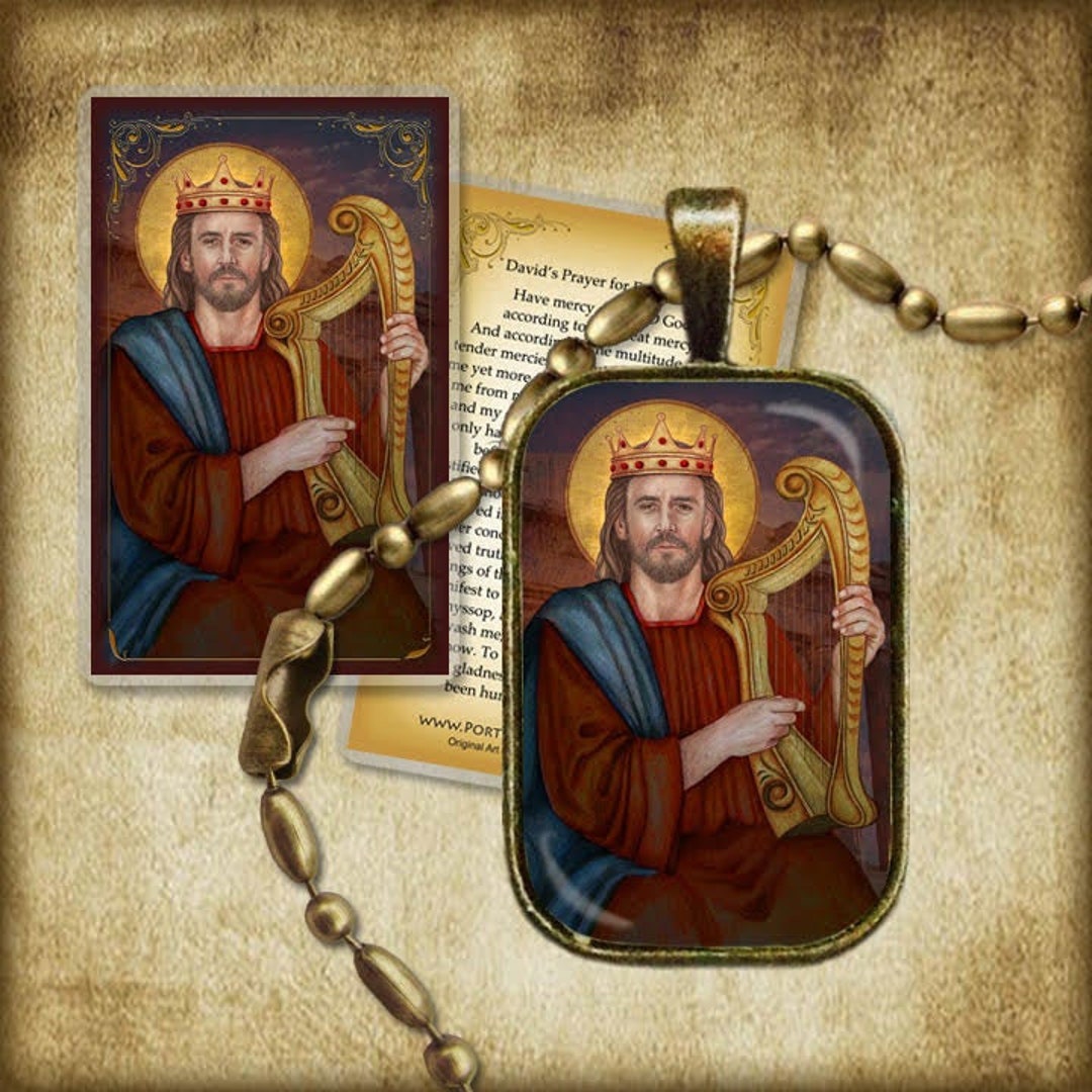 St. King David Pendant and Holy Card GIFT SET - Etsy
