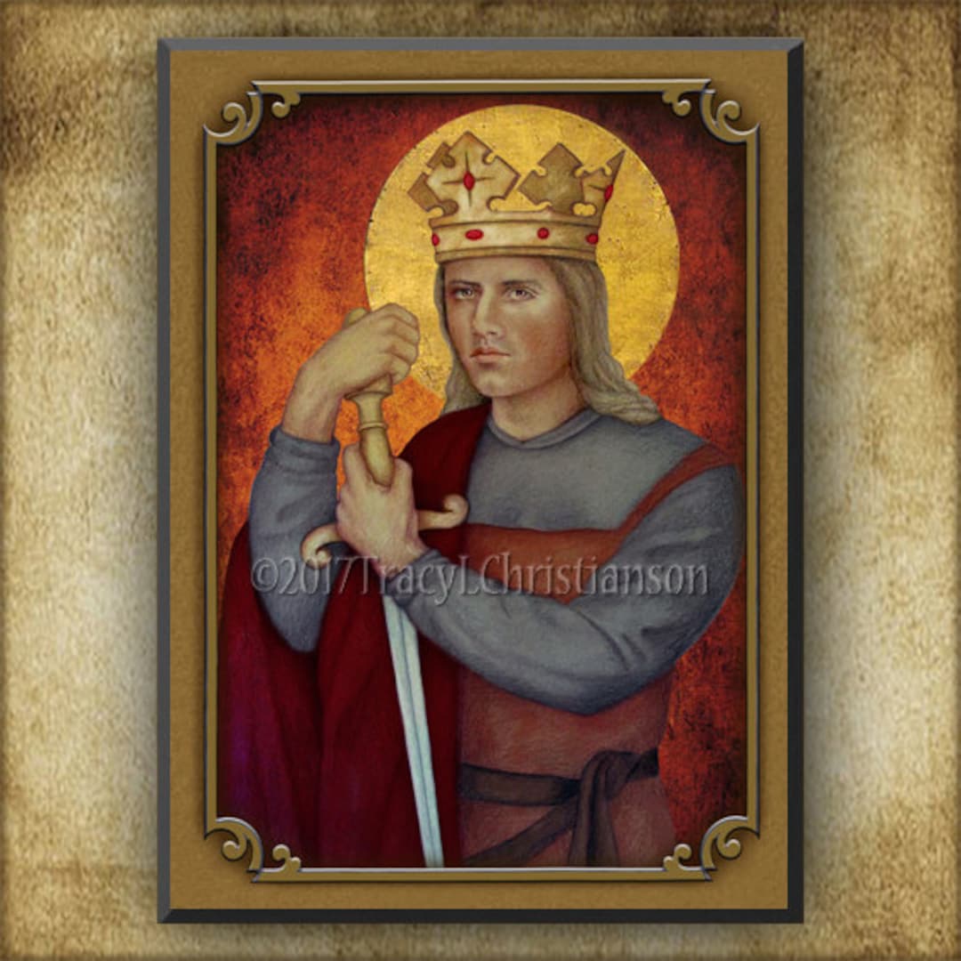 St. Eric IX, King of Sweden, Wood Icon and Holy Card GIFT SET, Catholic ...