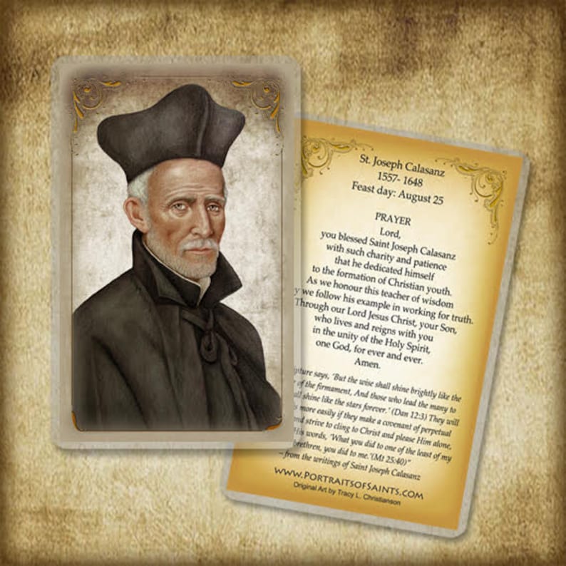 St. Joseph Calasanz Holy Card Patron Saint Prayer Card - Etsy