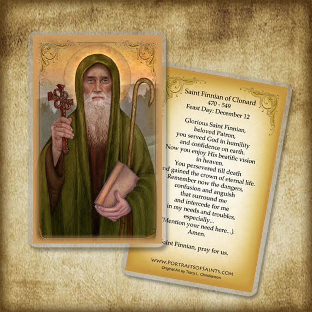 St. Finnian of Clonard Holy Card, Catholic Prayer Card - Etsy