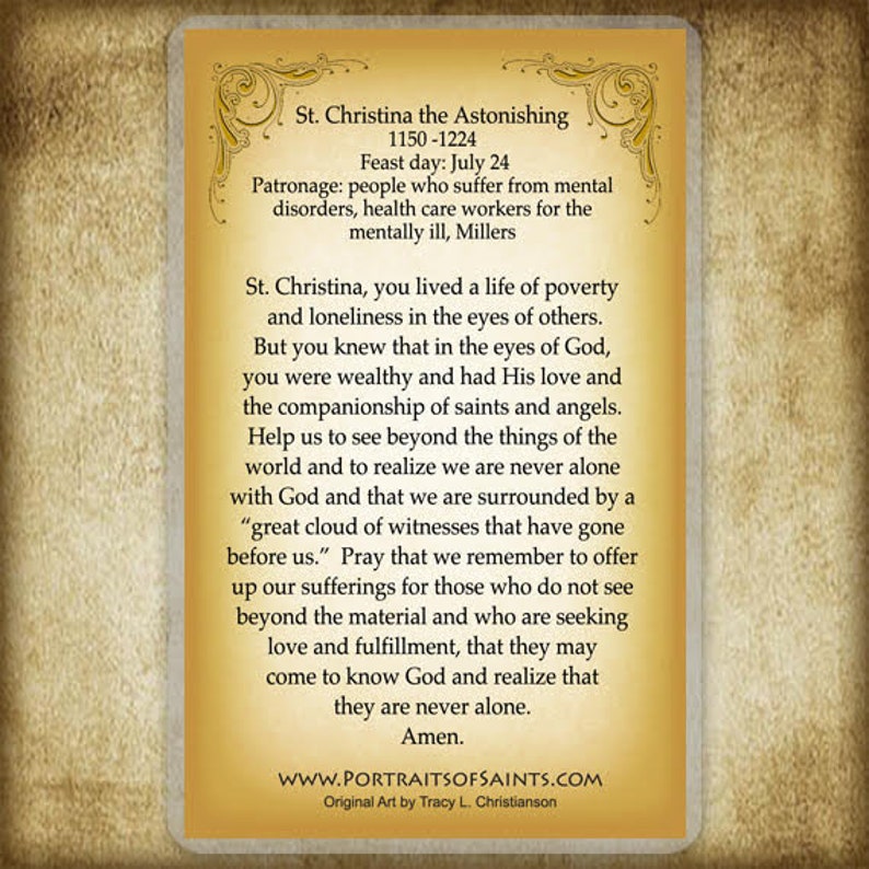 St. Christina the Astonishing Holy Card/prayer Card - Etsy