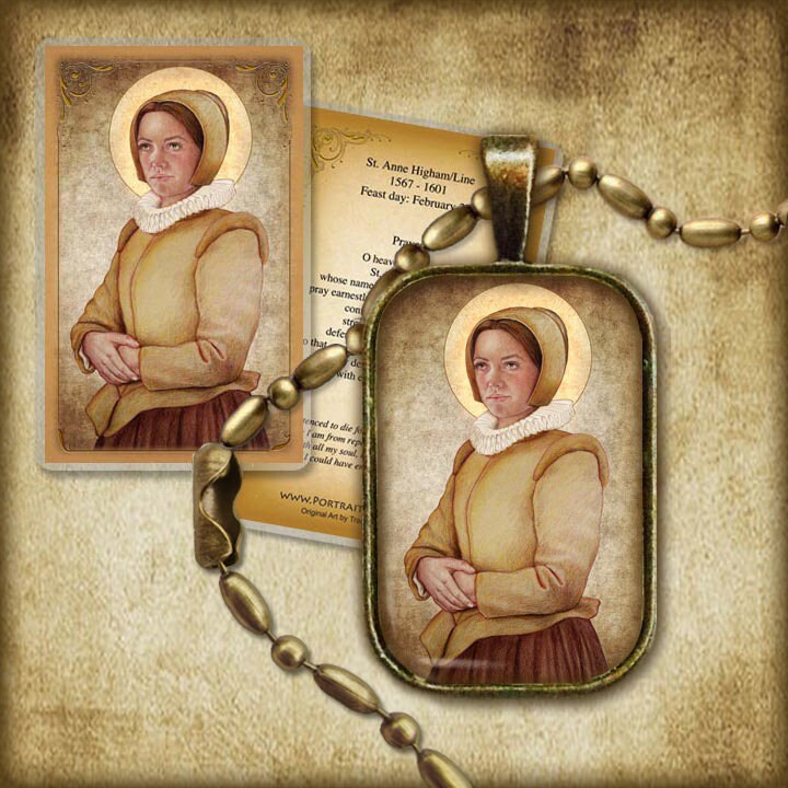 St. Anne Line Pendant and Holy Card GIFT SET Saint for | Etsy