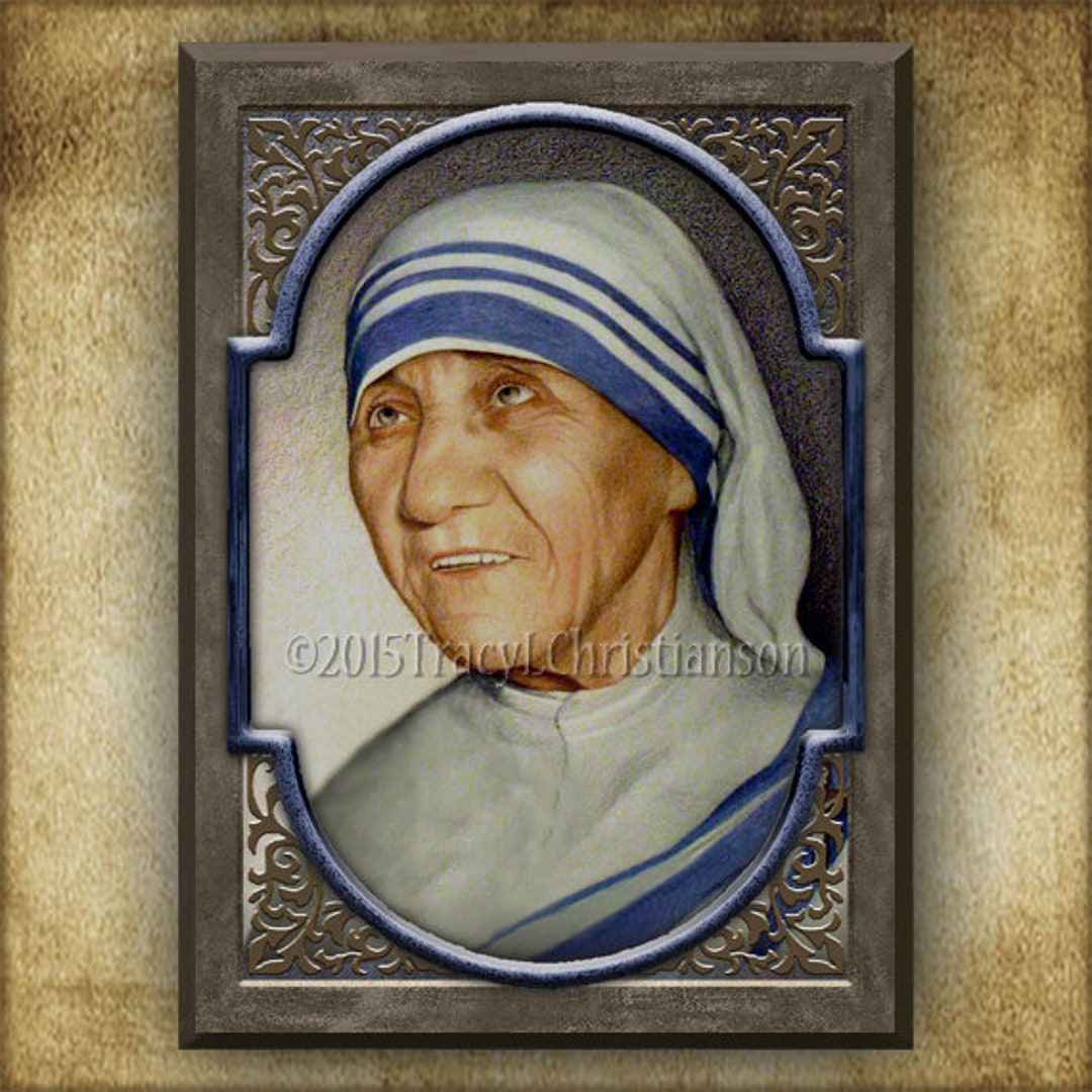 St. Mother Teresa of Calcutta Wood Plaque & Holy Card GIFT SET Catholic ...