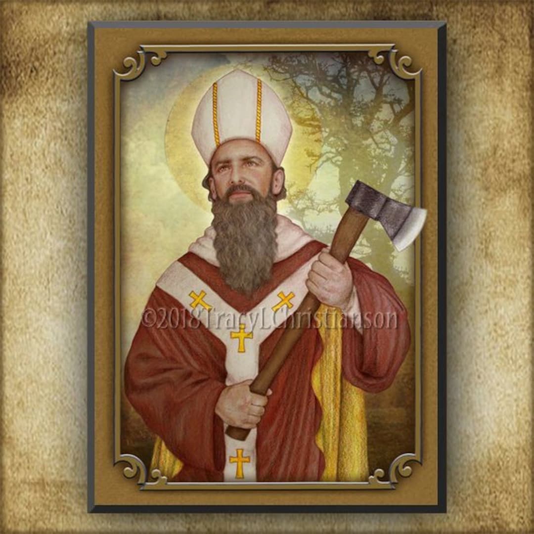 St. Boniface Wood Icon and Holy Card GIFT SET, Catholic Patron of ...