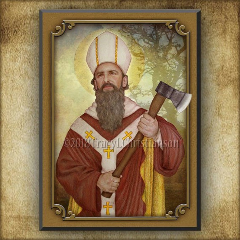 St. Boniface Wood Icon and Holy Card GIFT SET Catholic Patron | Etsy