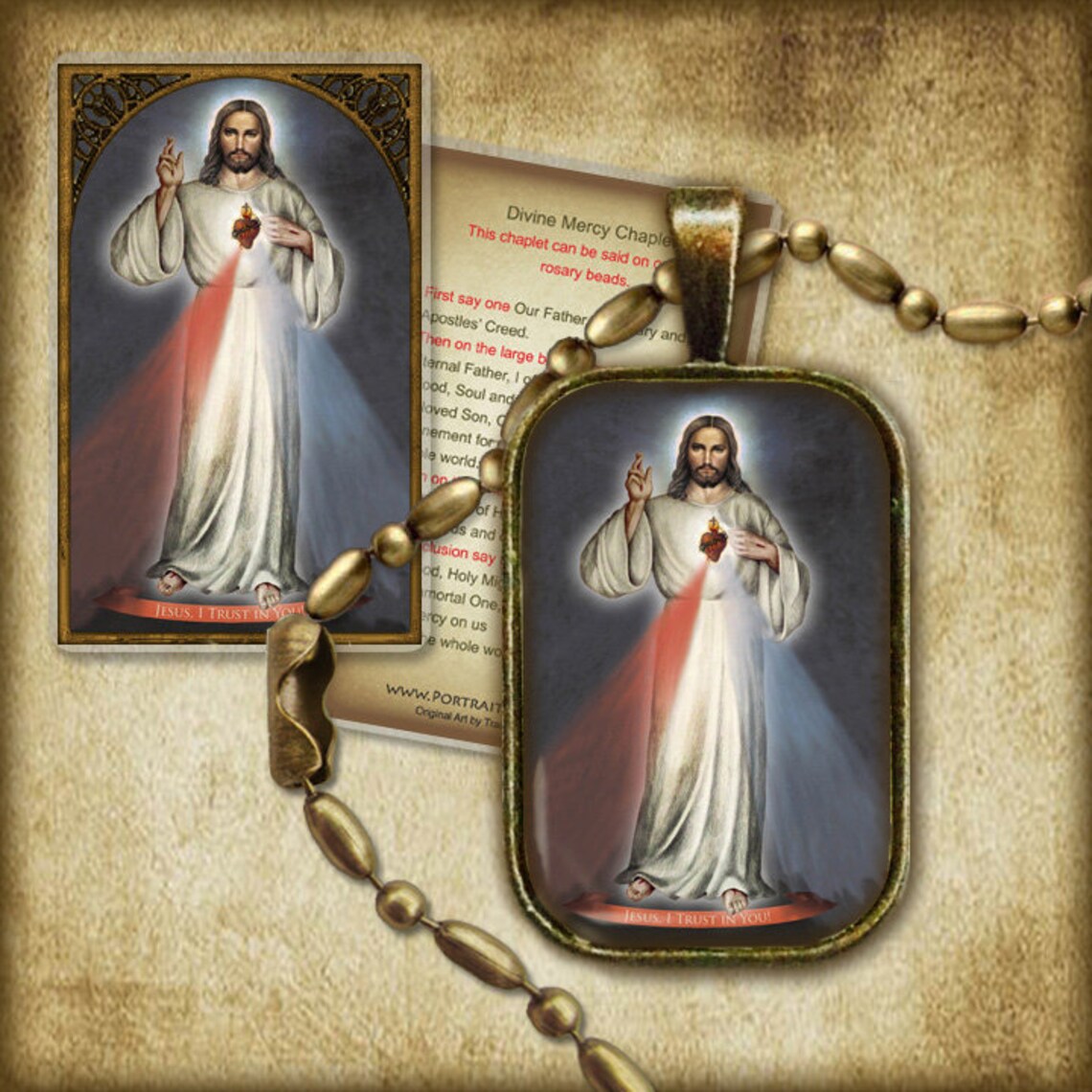 Divine Mercy Pendant and Holy Card GIFT SET for House Warming - Etsy