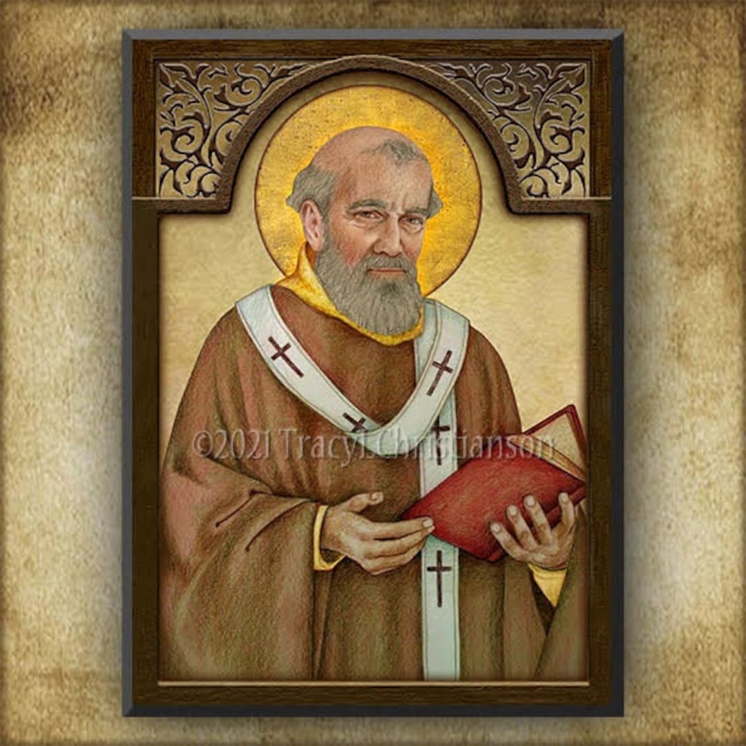 Pape Saint Calixte Ier Plaque de bois / icône et carte sainte COFFRET ...