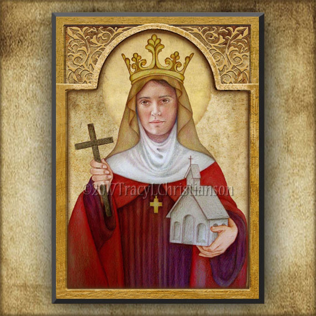 St. Audrey (etheldreda) Wood Icon & Holy Card GIFT SET, for ...