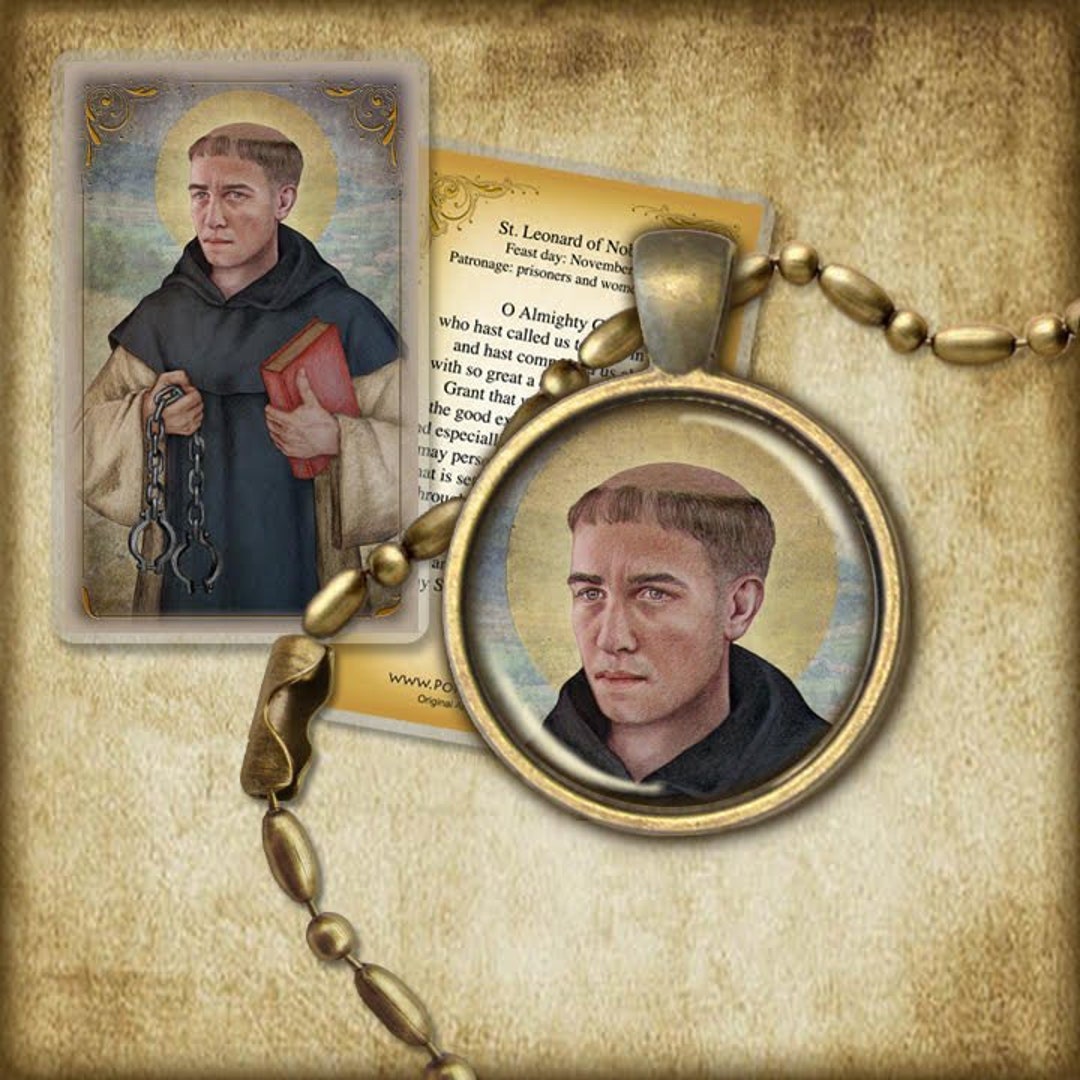 St. Leonard of Noblac Pendant and Holy Card GIFT SET Patron of ...
