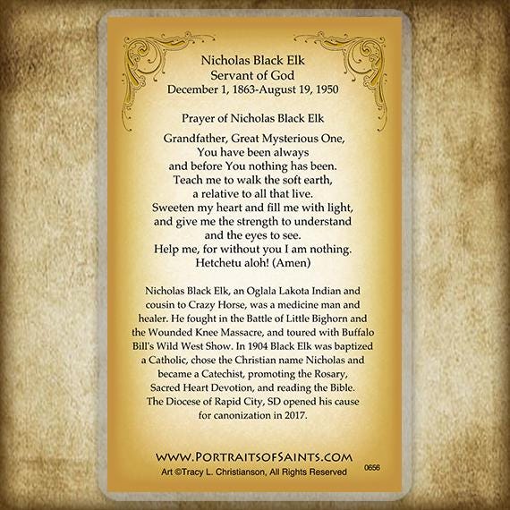 Nicholas Black Elk Holy Card/prayer Card, American Indian Convert ...