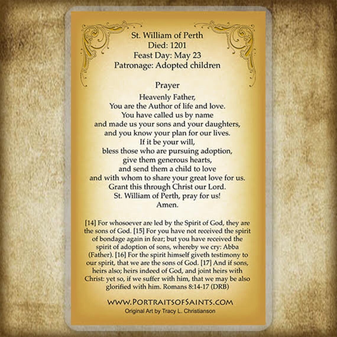 St. William of Perth Holy Card Catholic Prayer Card | Etsy