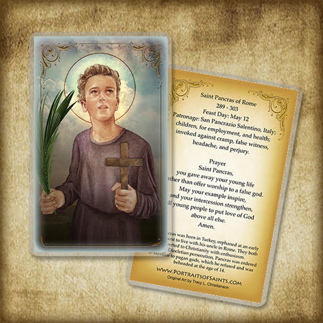 St. Pancras of Rome Holy Card, Catholic Prayer Card, Saint for Good ...