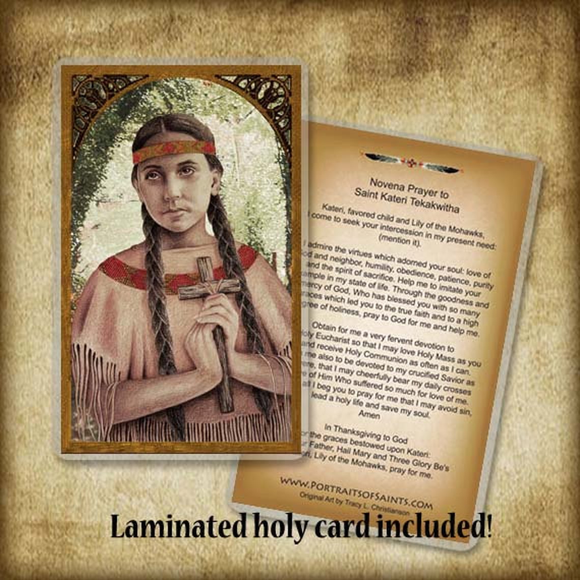 St. Kateri Tekawitha Wood Icon & Holy Card GIFT SET for a Catholic ...