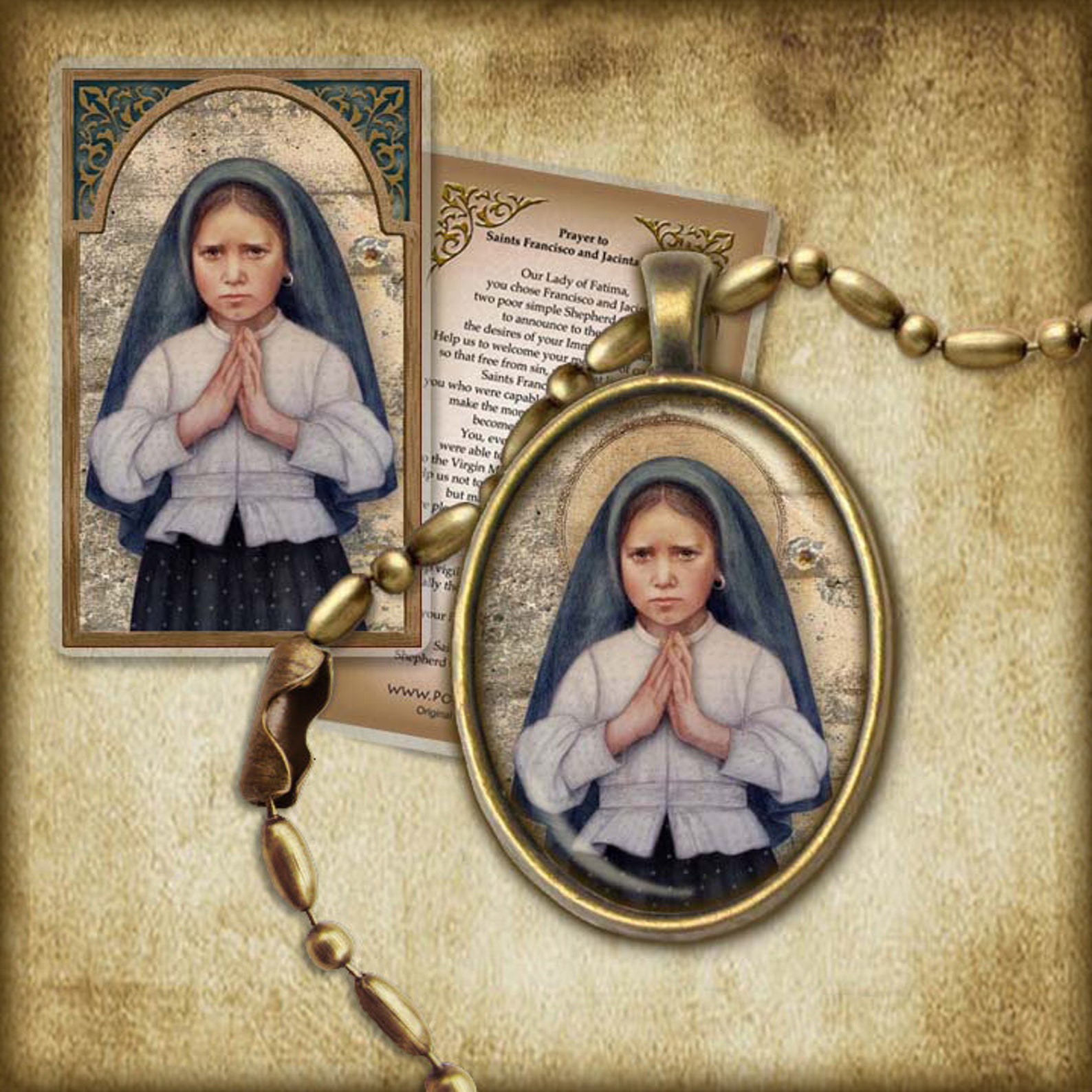 St. Jacinta Marto Pendant and Holy Card GIFT SET Our Lady of Fatima - Etsy