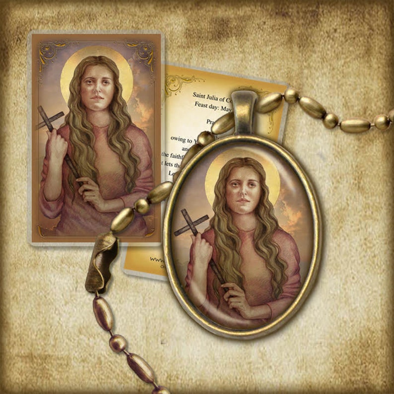 St. Julia of Corsica Pendant and Holy Card GIFT SET for a Catholic ...