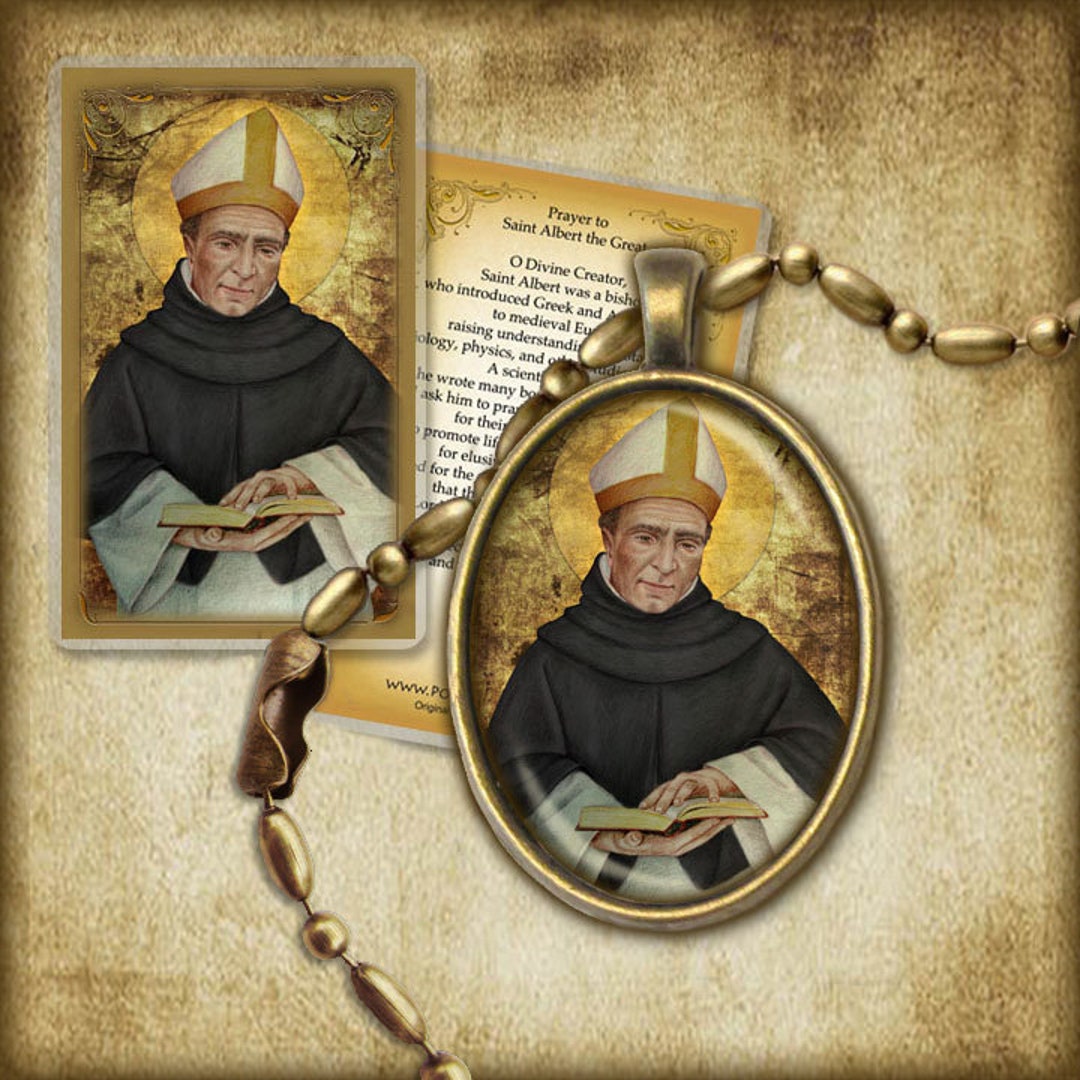 St. Albert the Great Pendant and Holy Card GIFT SET, Doctor of the ...