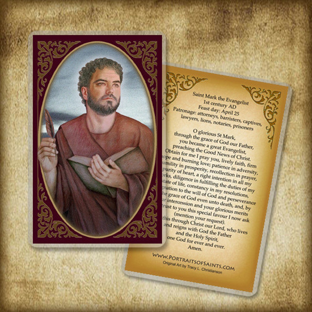 St. Mark the Evangelist Prayer Card/ Holy Card - Etsy