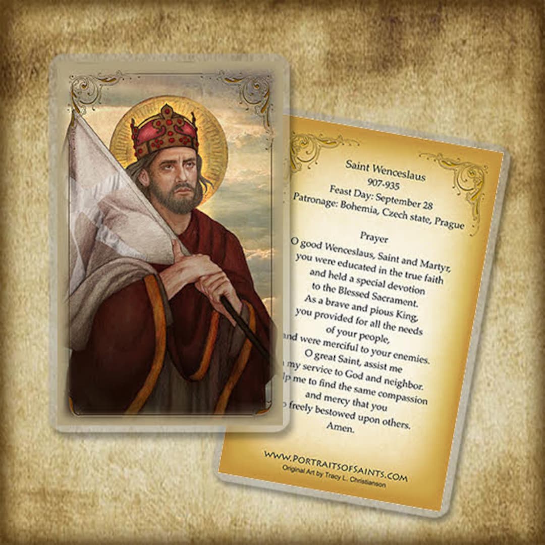St. Wenceslaus Holy Card, Catholic Prayer Card, Patron of Bohemia - Etsy
